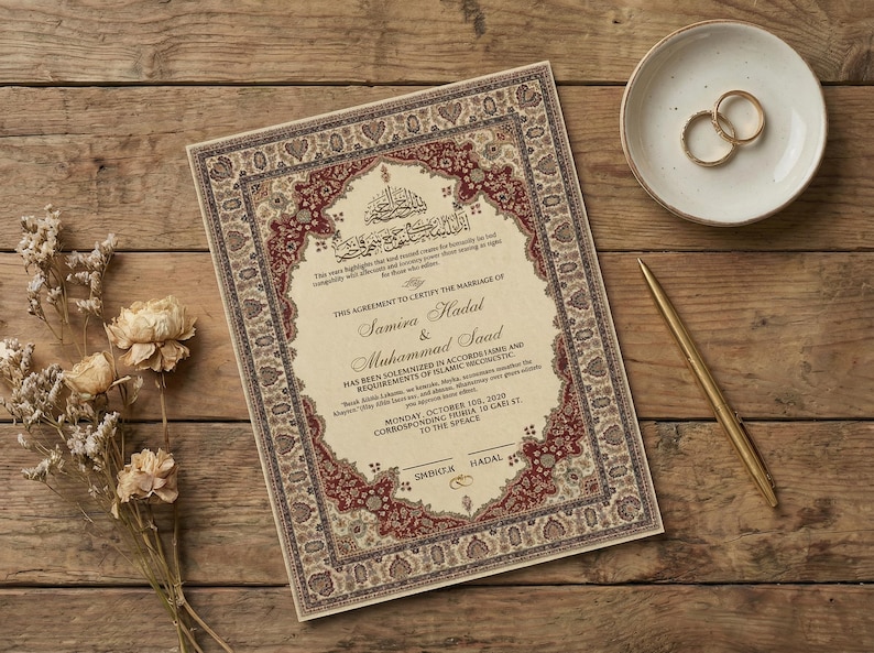 Editable Nikkah Certificate Template | Islamic Wedding Contract ...