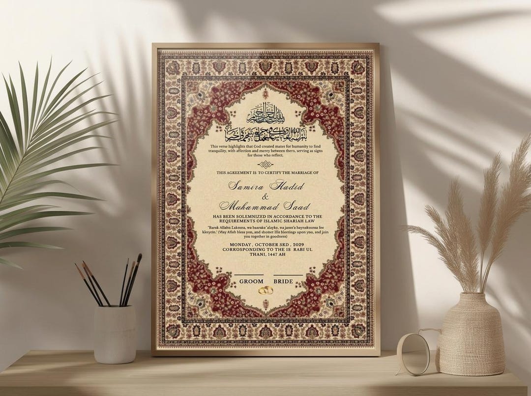 Editable Nikkah Certificate Template | Islamic Wedding Contract ...