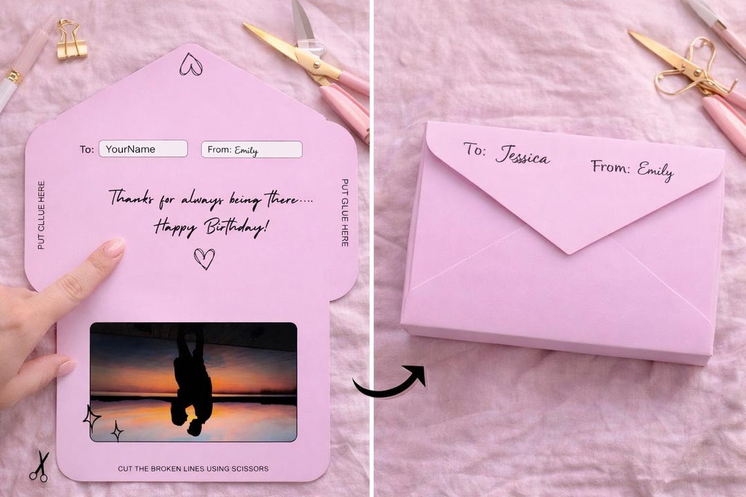 Custom Letter Template Printable Foldable Envelope Card Editable Love ...