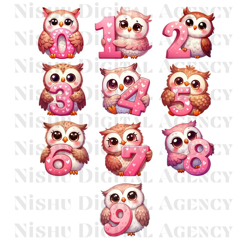 Love Heart Owl Alphabet Numbers PNG | Owl Letters A–Z 0–9 Nursery ...