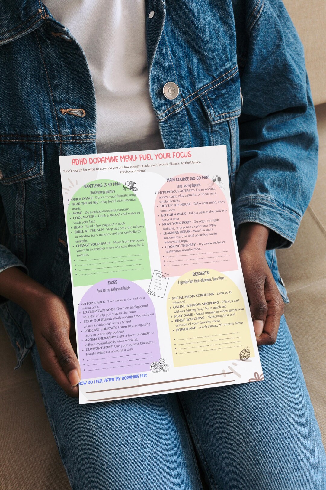 ADHD Dopamine Menu Printable | ADHD Daily & Weekly Planner | Executive ...