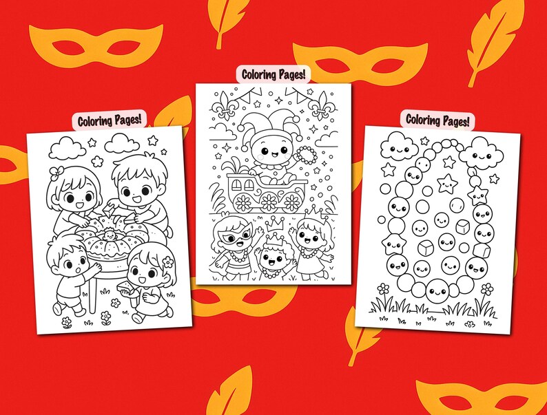 Mardi Gras Coloring Book Printable Digital Download Kids Activities ...