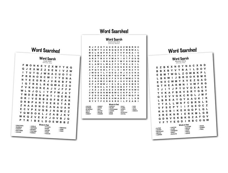40 Adult Word Searches Printable Puzzle Book 40 Pages Digital Download ...