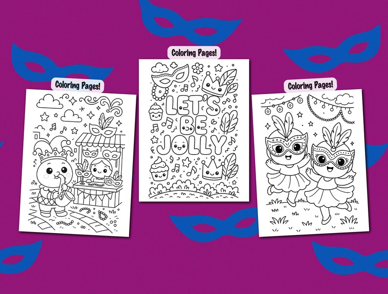 Mardi Gras Coloring Book Printable Digital Download Kids Activities ...