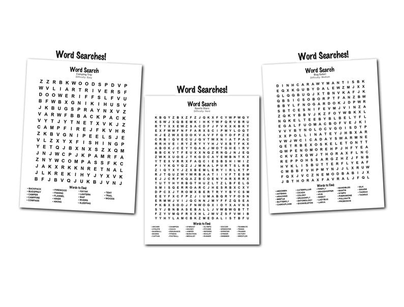 40 Adult Word Searches Printable Puzzle Book 40 Pages Digital Download ...