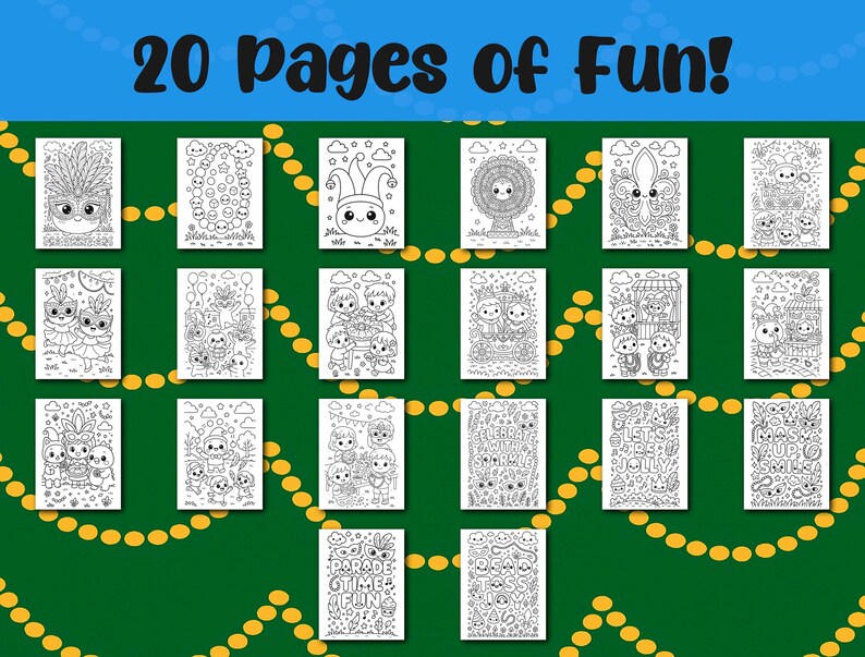 Mardi Gras Coloring Book Printable Digital Download Kids Activities ...