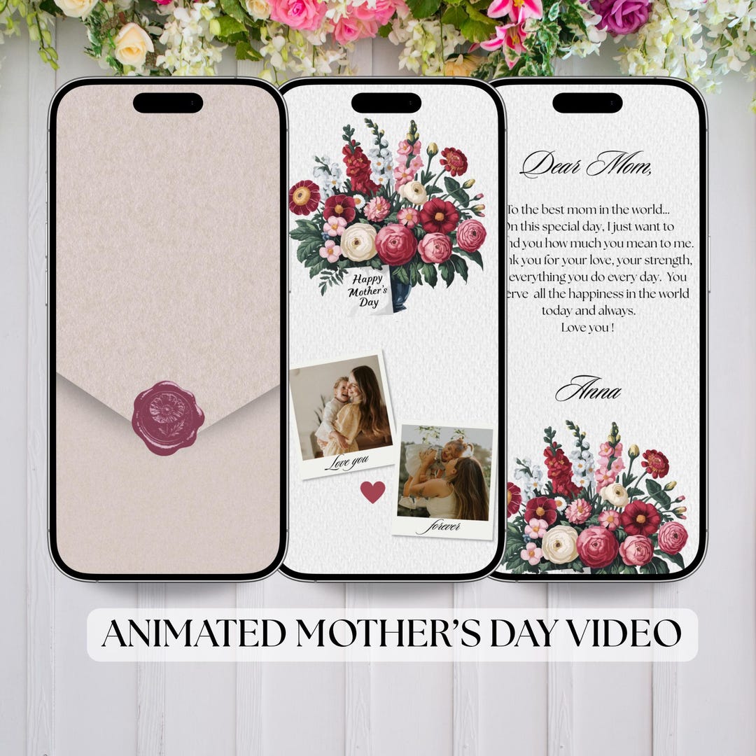 Digital Mother's Day Card Canva Template - Floral Mothers Day Digital ...
