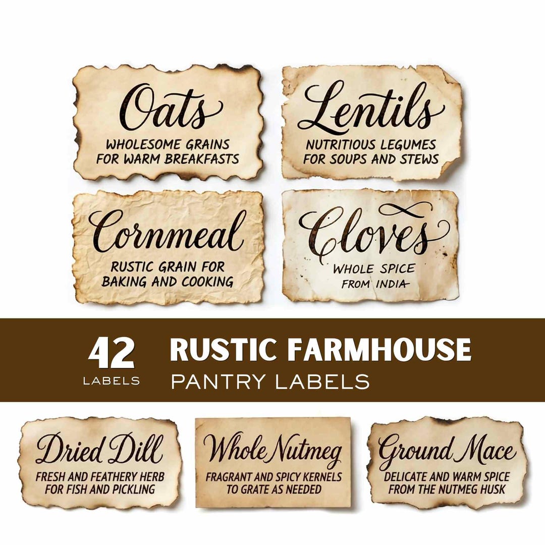 Rustic Pantry Labels – Printable Farmhouse Kitchen Storage & Spice ...