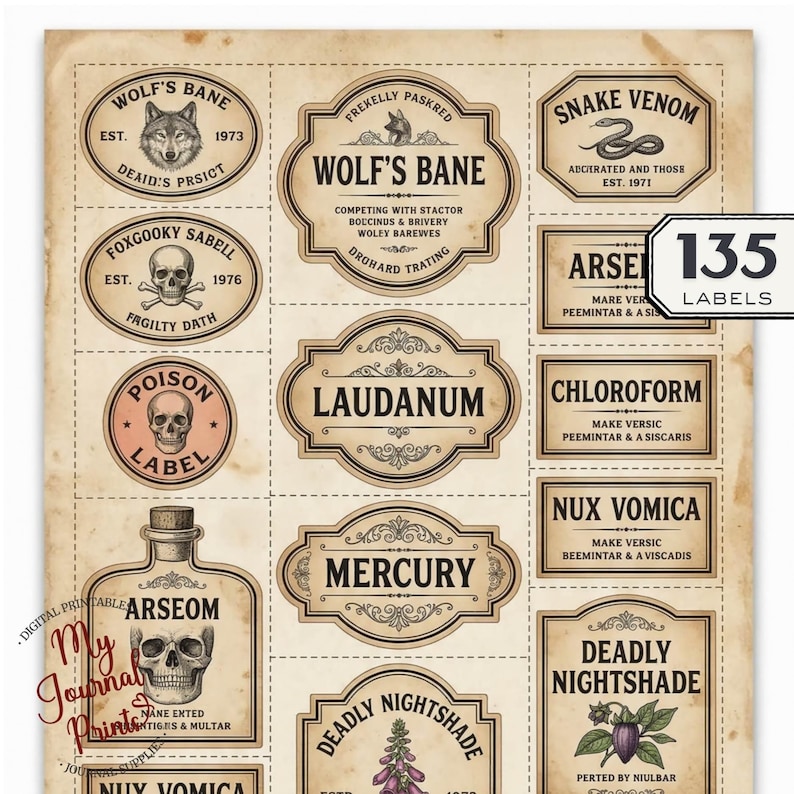 Vintage Apothecary Labels – Printable Junk Journal Kit, Medicine Tags ...