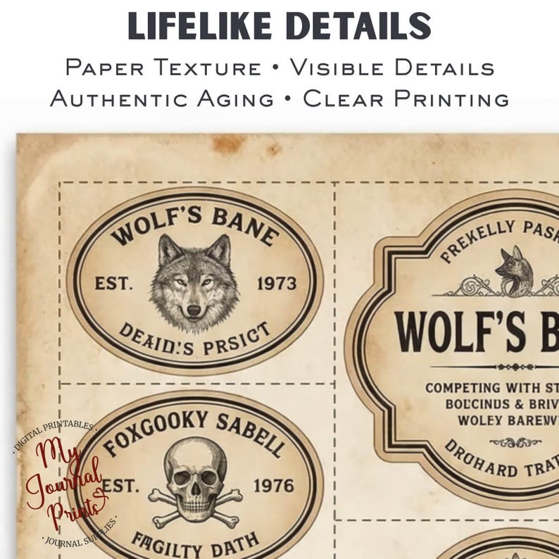 Vintage Apothecary Labels – Printable Junk Journal Kit, Medicine Tags ...