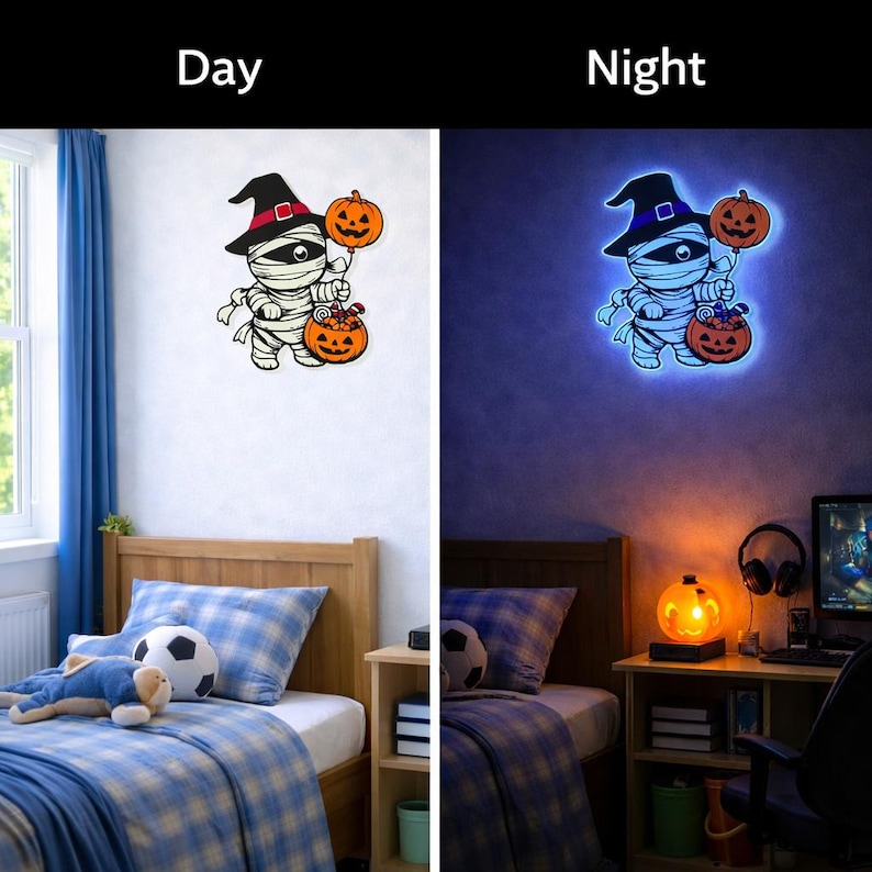 3D Printed Wall Art – Mummy – Children's Room Decor, Glow in Dark ...
