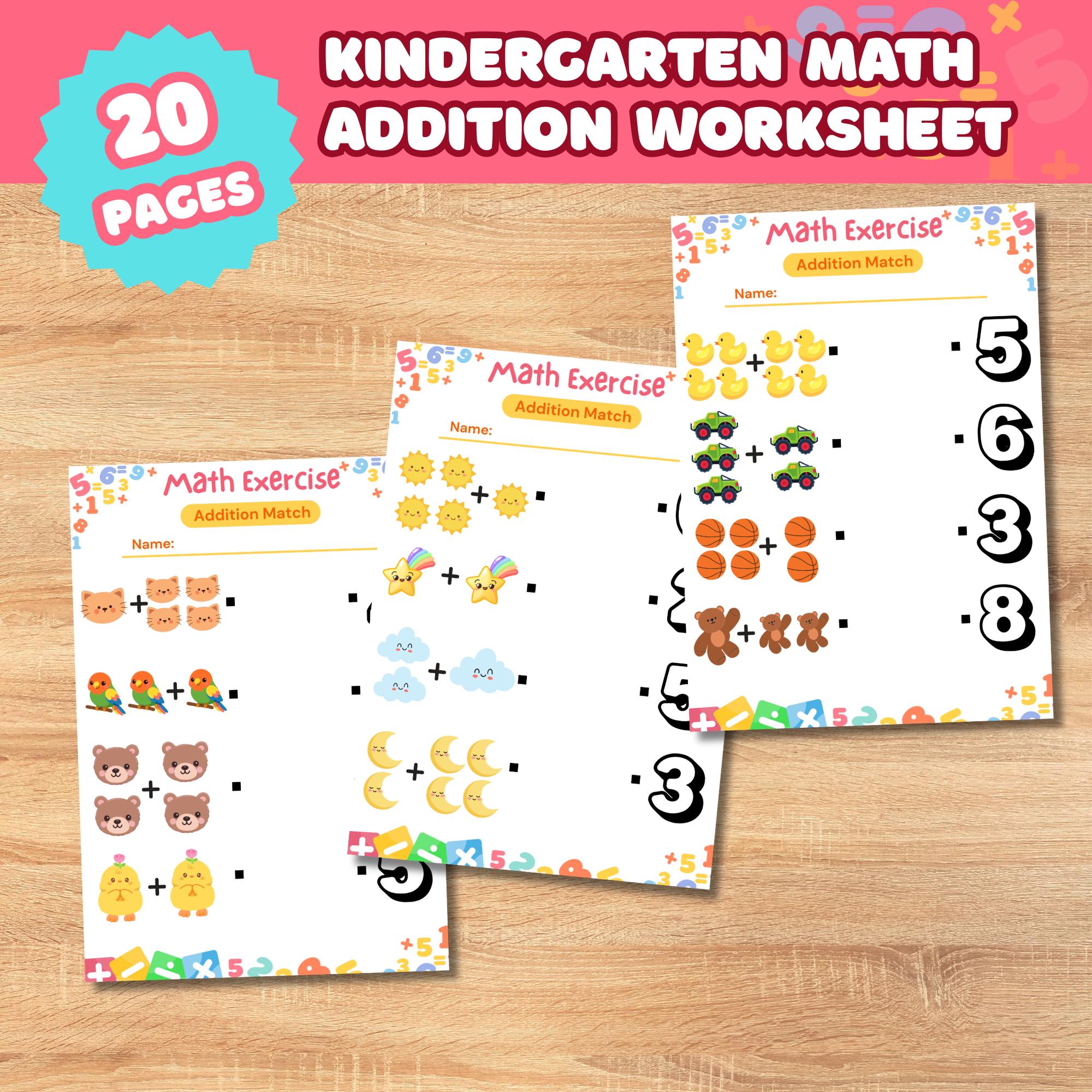 Printable Math Worksheets, Match the Picture, Addition Problems ...