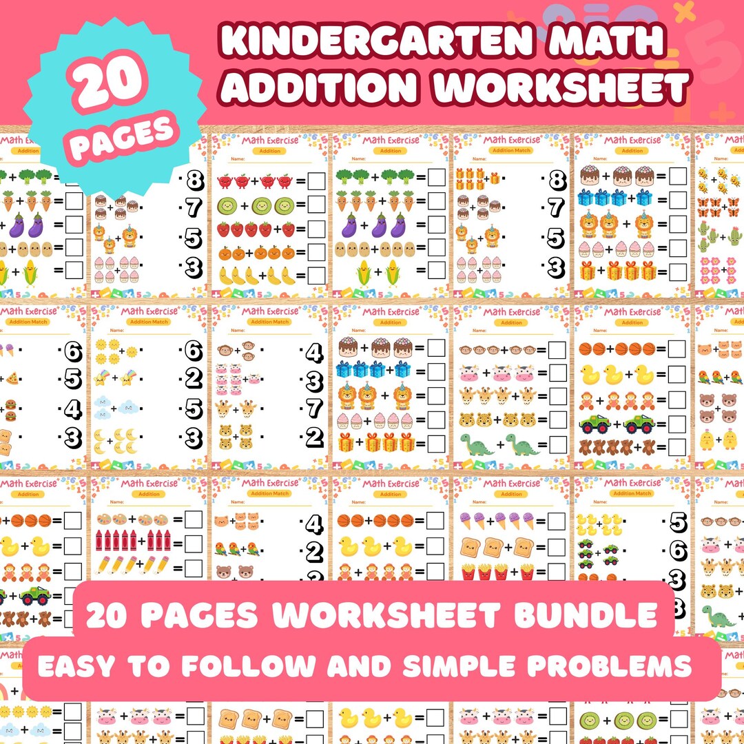 Printable Math Worksheets, Match the Picture, Addition Problems ...