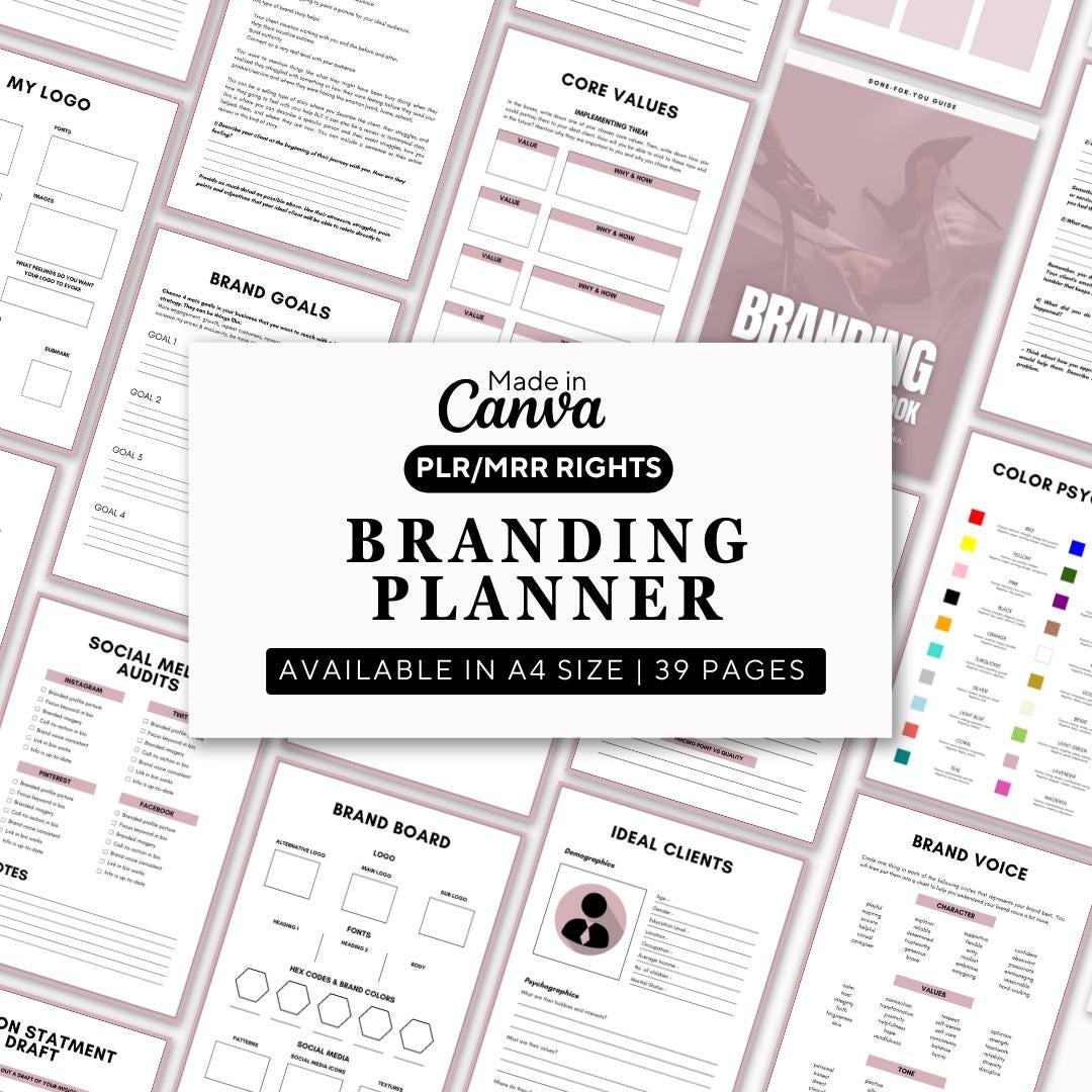 Branding Planner & Workbook Canva Template, Brand Strategy, Business ...