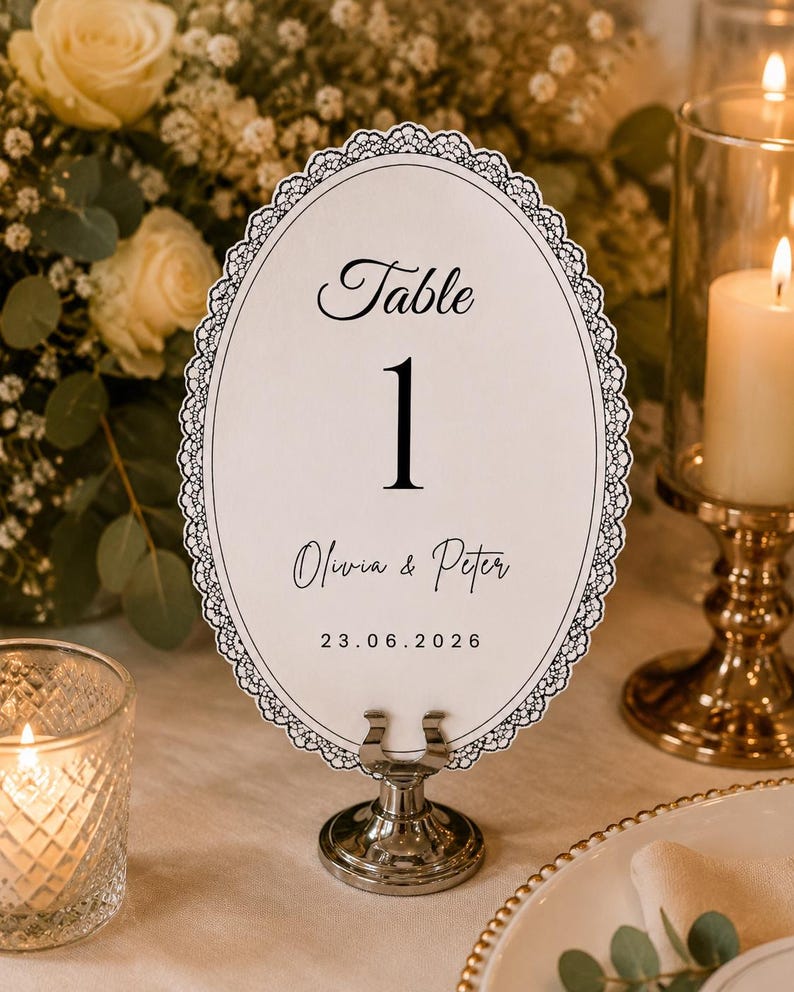 Wedding Table Number Template, Trim Oval Old Money Wedding Decor ...