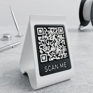 Custom 3D Printed QR Code Stand – Social Media, Menu Sign, Desk Display ...