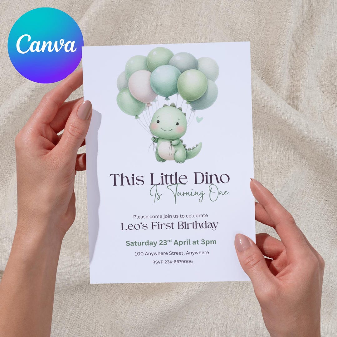 Editable Dinosaur Birthday Invitation Template | Kids Party Invite ...