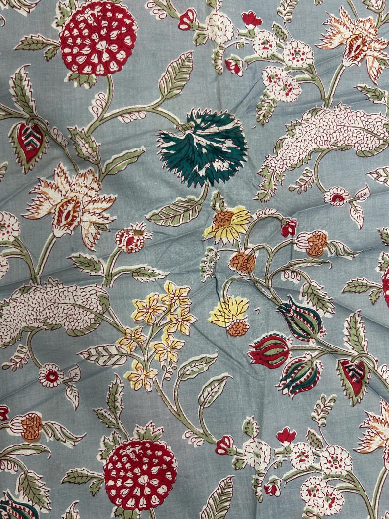 Indian Block Print, Indian Cotton, Hand Printing, by the Yard, Indian ...