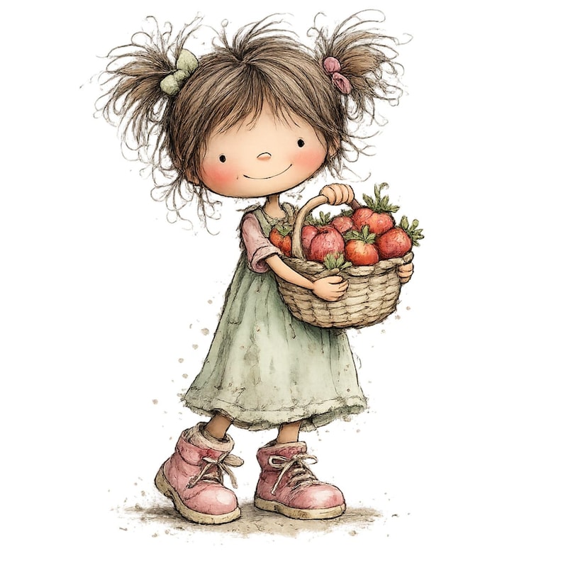 Whimsical Gardening Kids Clipart Bundle, Watercolor Garden Kids Clipart ...