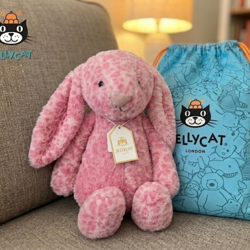 Jellycat Leopard Bunny - Etsy UK