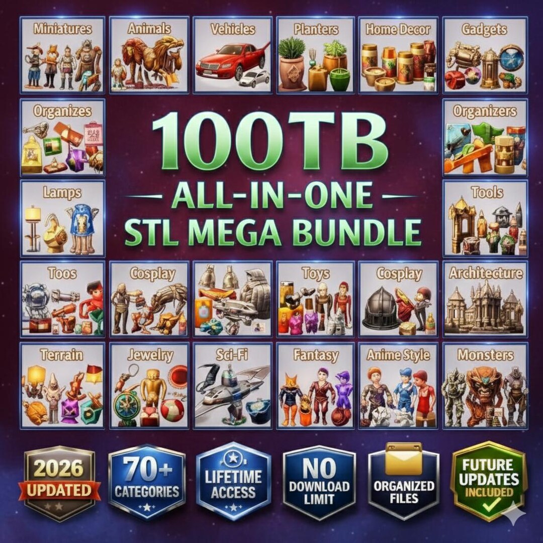 100TB+ STL Mega Bundle | Millions of STL Files | Ultimate 3D Models ...