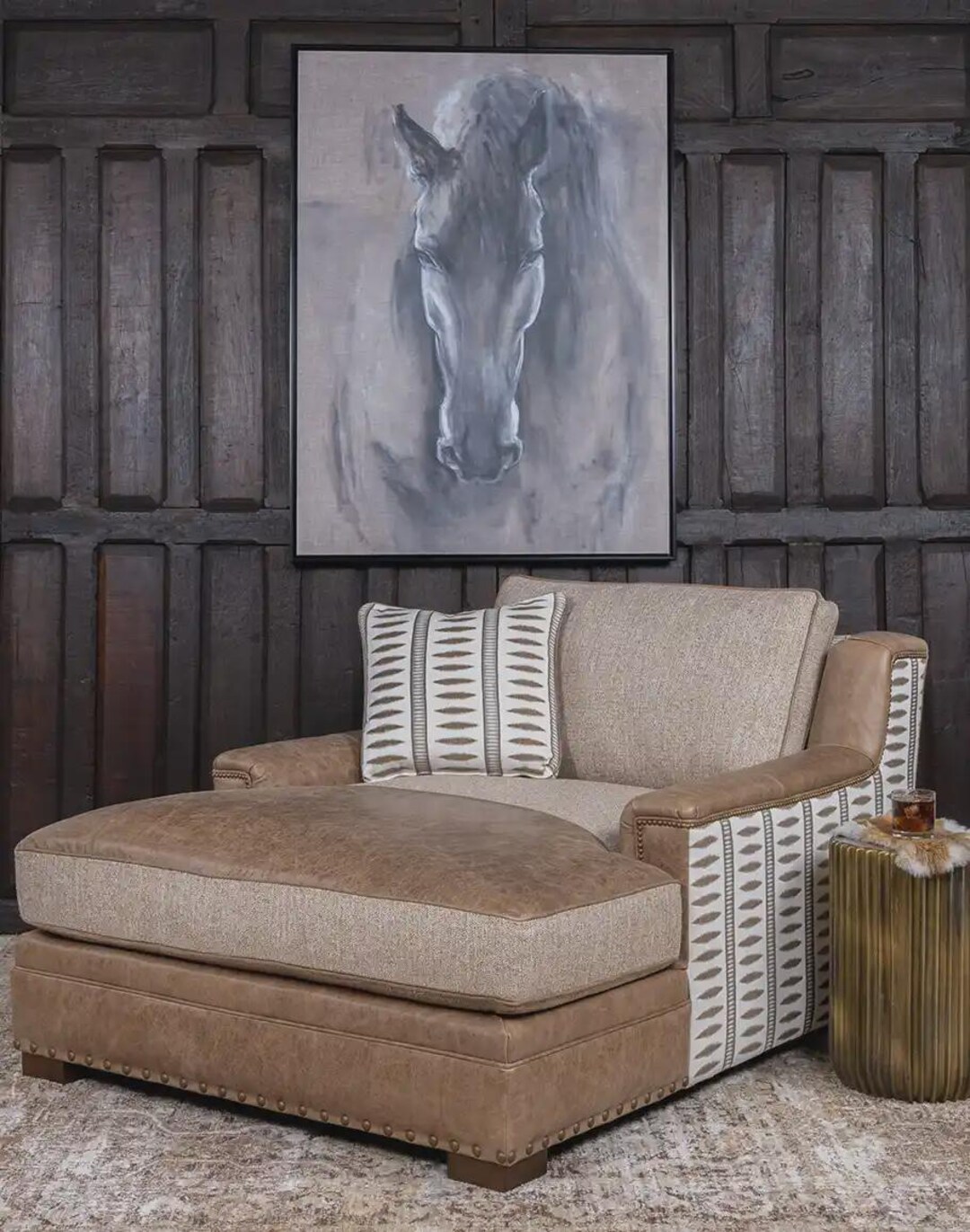 Western Chaise Lounge Chair – Rustic Leather & Fabric Lounger - Etsy