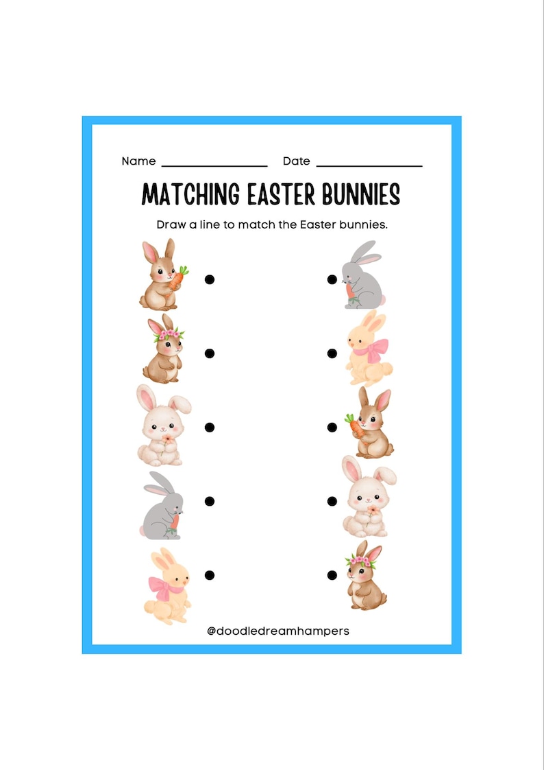 Easter Matching Worksheets (printable , 5 Pages) - Etsy