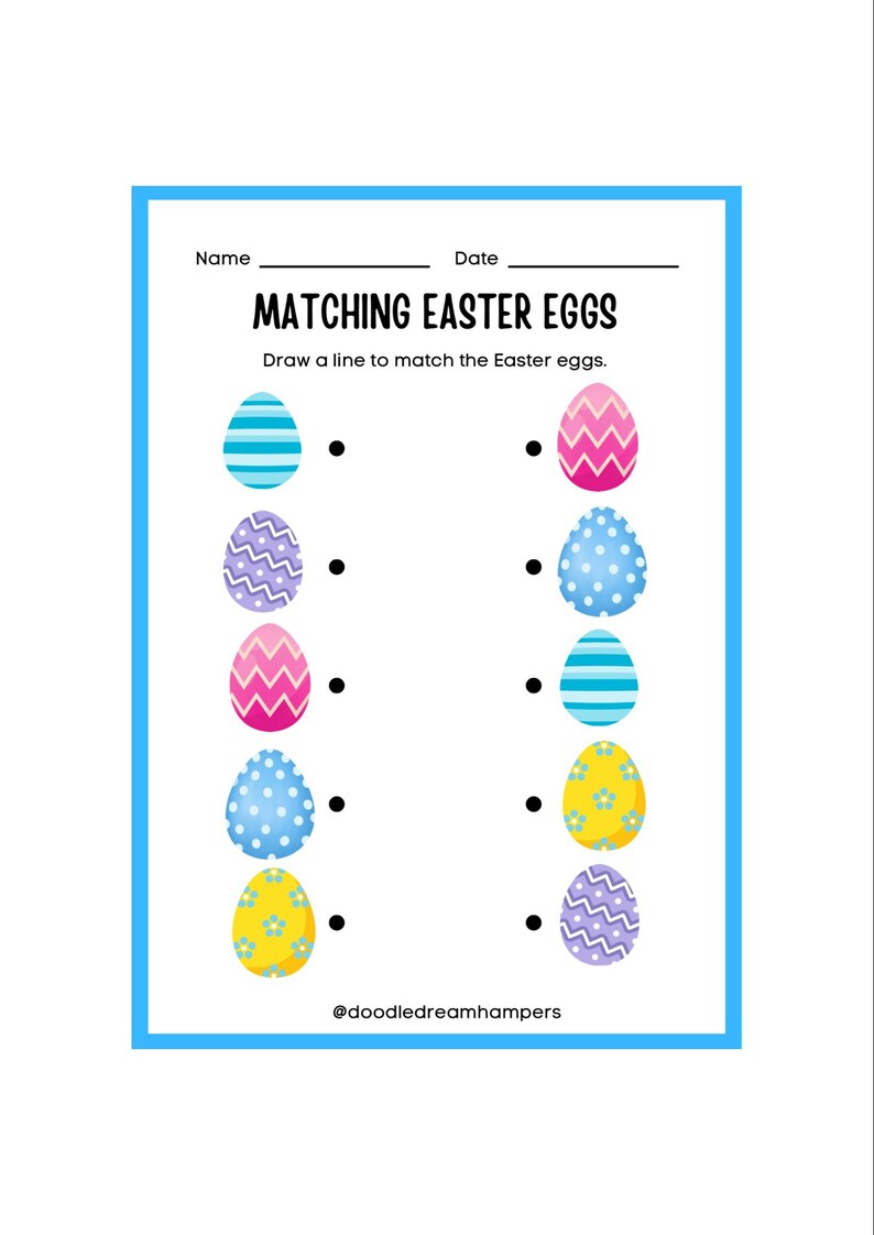 Easter Matching Worksheets (printable , 5 Pages) - Etsy