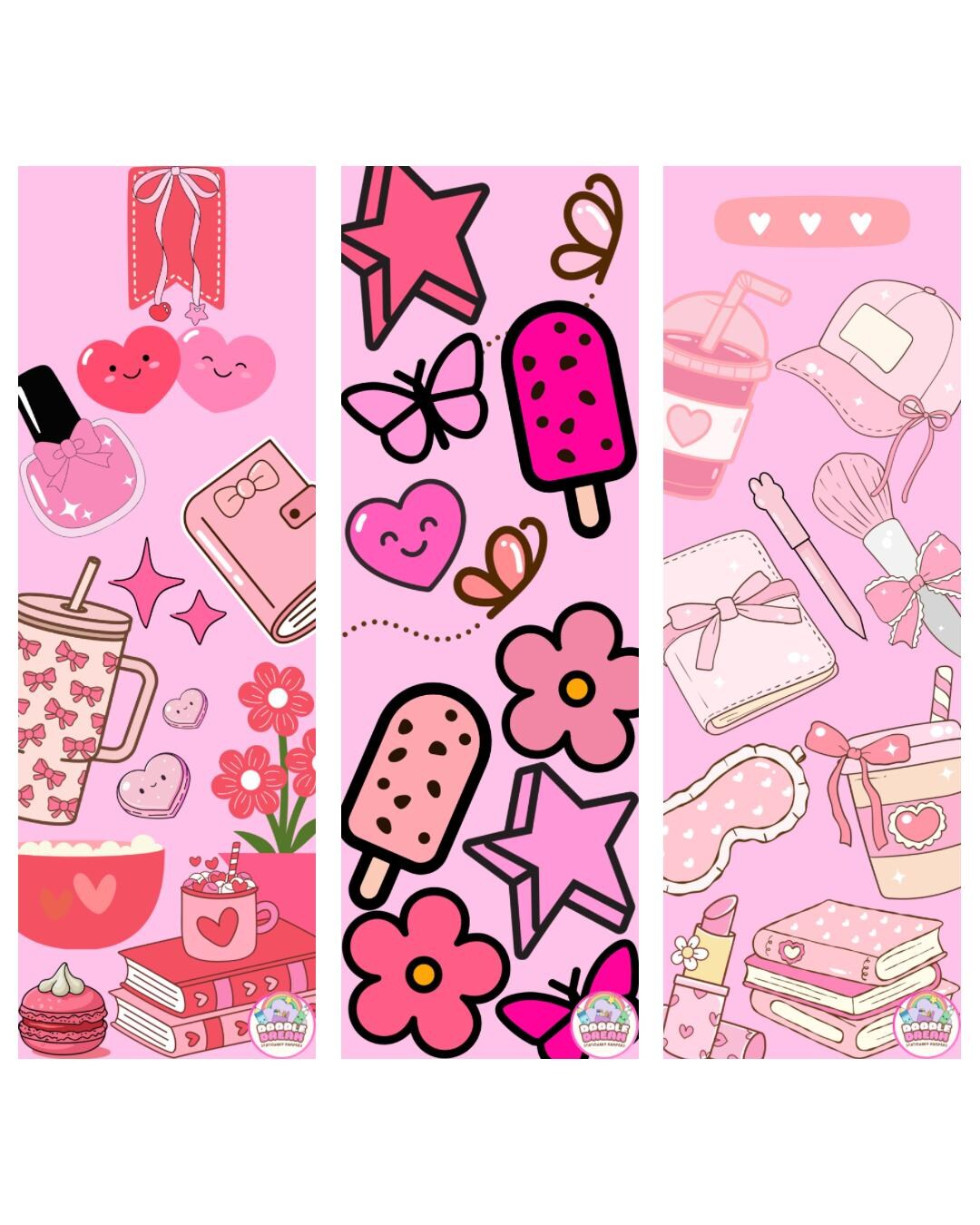 Pink Bookmarks (purchase, Print, Sell,set of 3) - Etsy