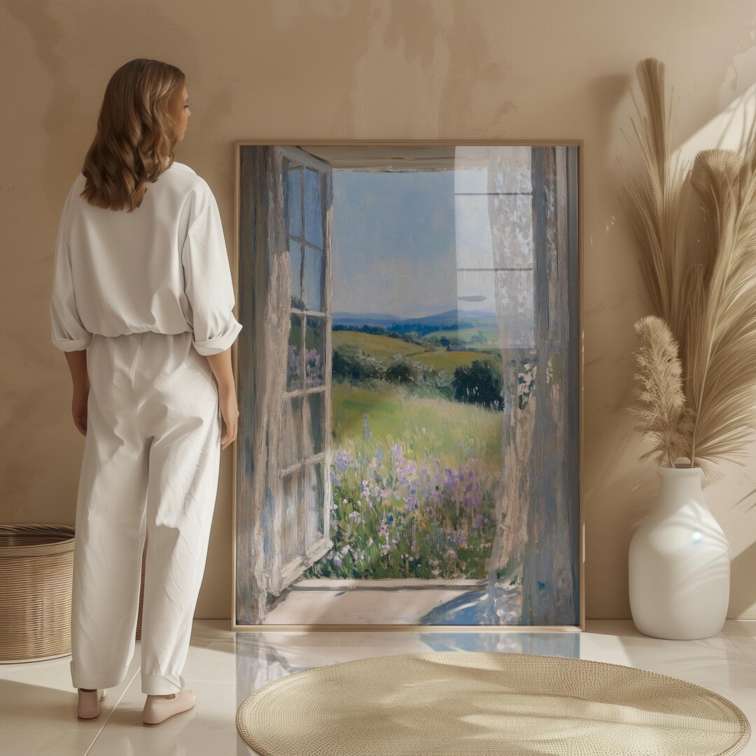 Claude Monet Wall Art Oil Painting Print Open Window Wildflower Meadow ...