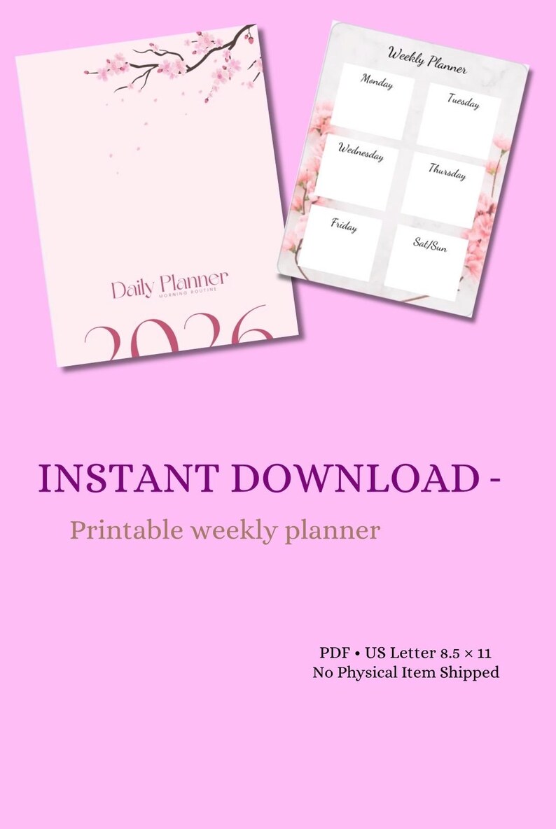 Pink Floral Weekly Planner Printable | Minimal Weekly Schedule ...
