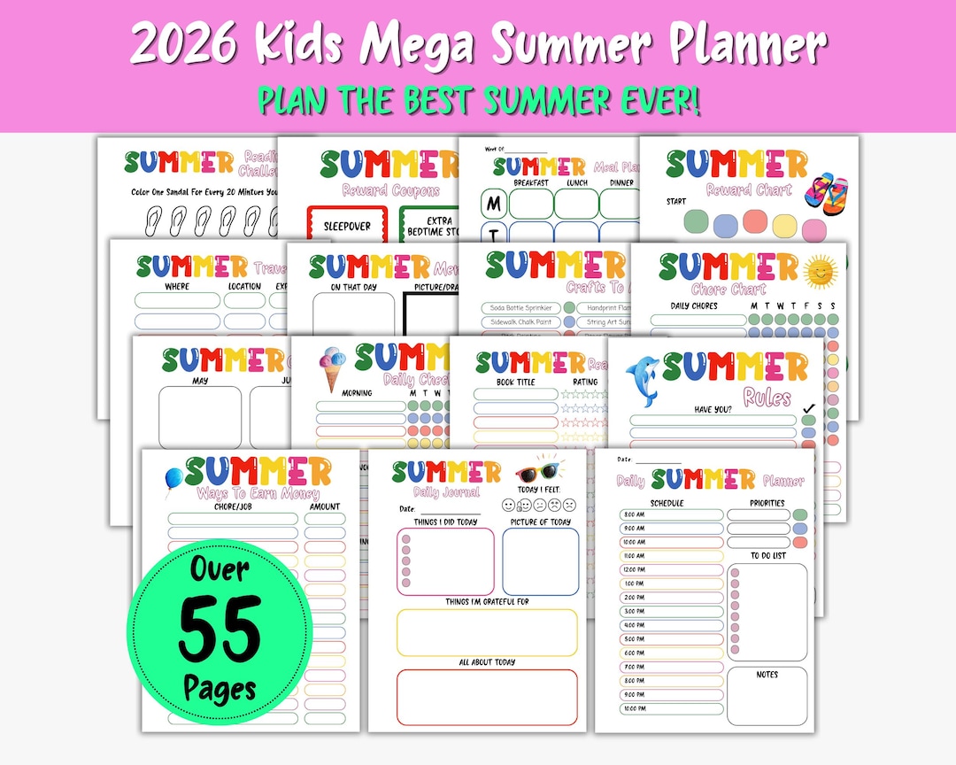 Summer Planner for Kids and Families 2026 | Editable Planner Template ...