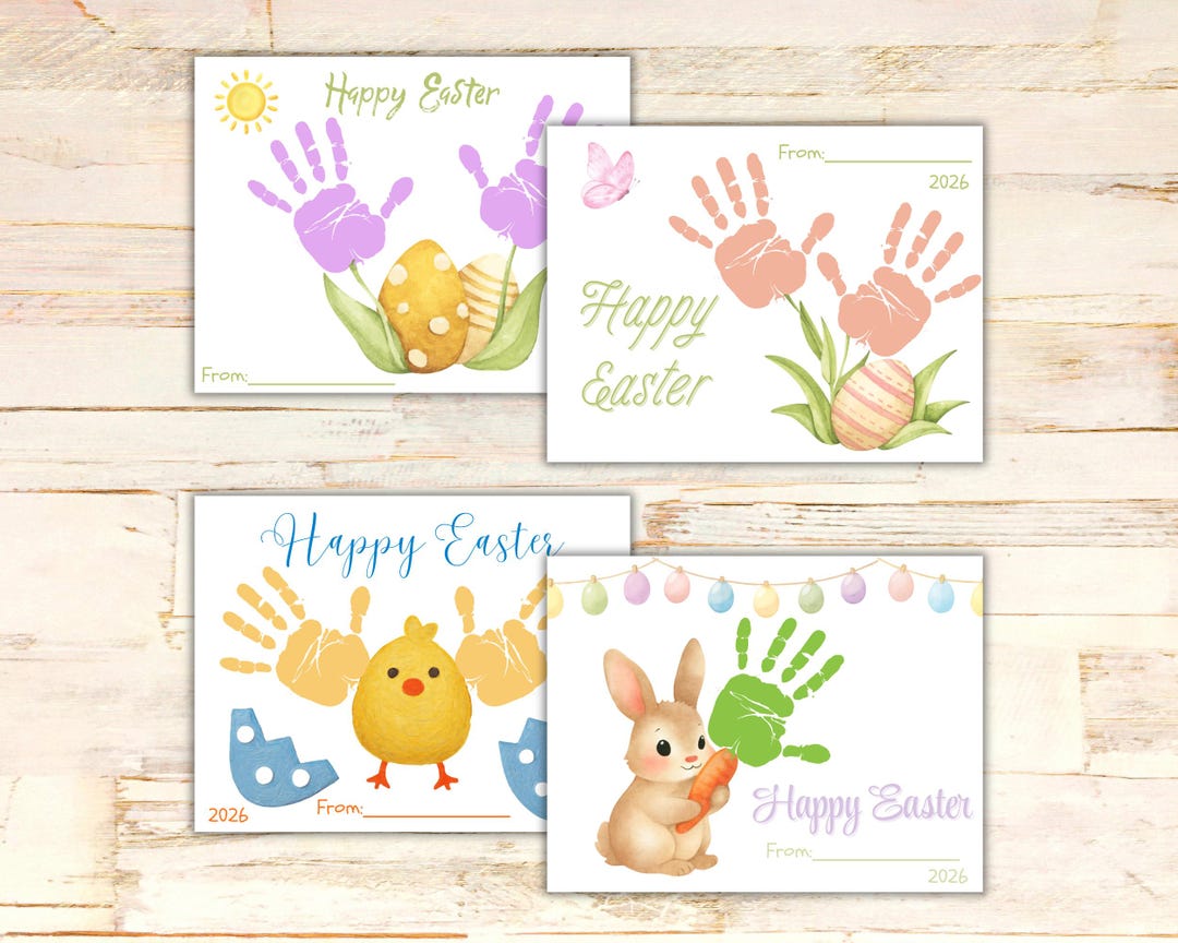 Easter Handprint Keepsake Art Bundle, Printable Toddler Preschool Craft ...