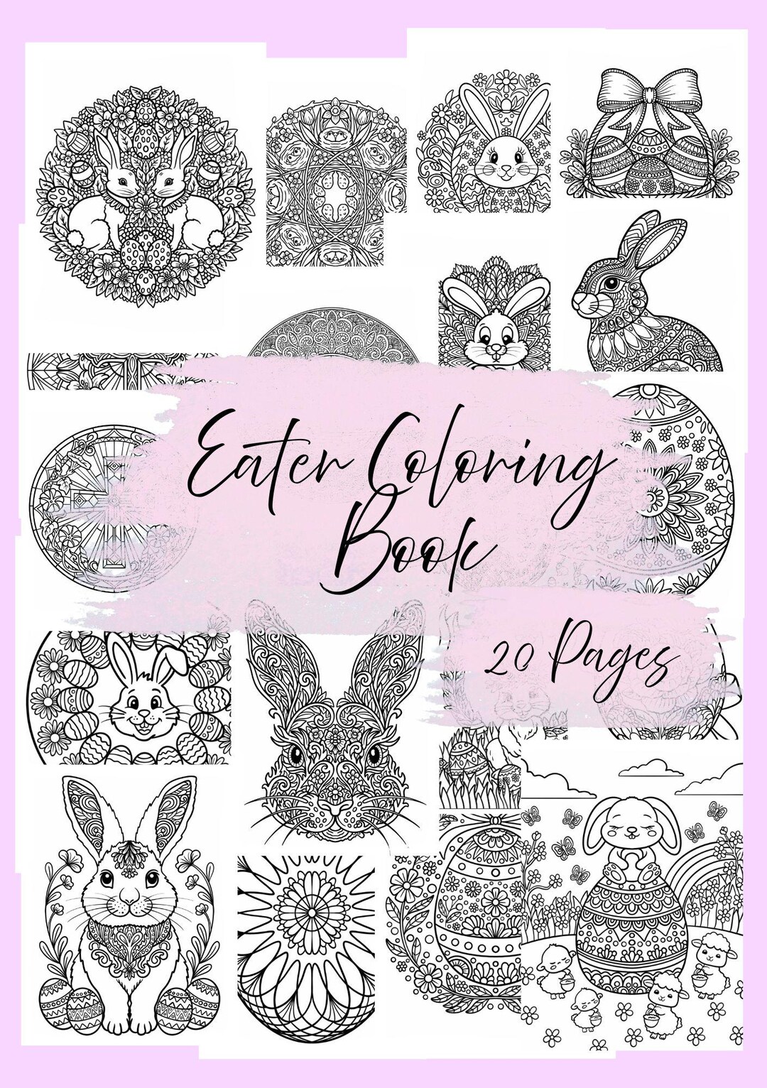 Easter Coloring Pages – Mandala Eggs, Bunnies (20 Pages, Digital ...