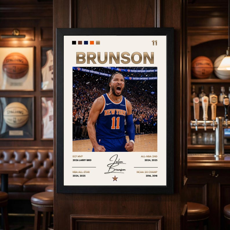 Jalen Brunson Poster, New York Knicks Wall Art, Eastern Conference ...