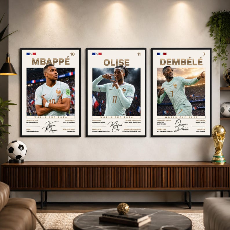 Kylian Mbappe Poster, Michael Olise Poster, Dembele Poster France World ...