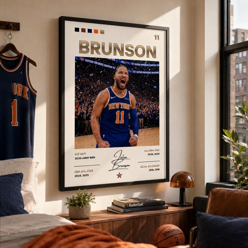 Jalen Brunson Poster, New York Knicks Wall Art, Eastern Conference ...