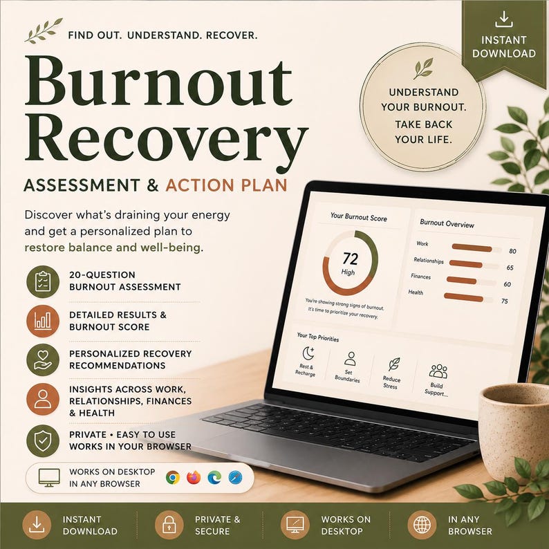 Burnout Recovery Assessment | Stress Test, Action Plan (digital ...