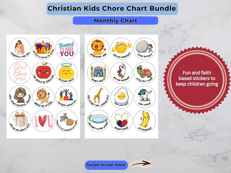 Christian Kids Chore Chart, Daily Routine Planner, Faith Worksheet ...