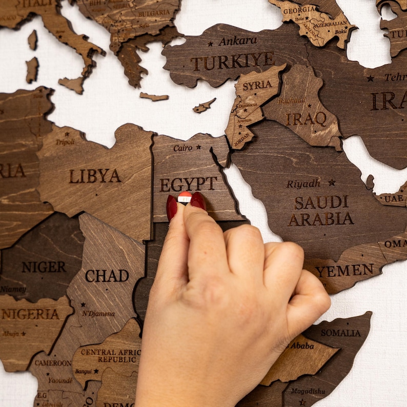 3D Wooden World Map Wall Decor | English Oak Travel Tracker Map - Etsy