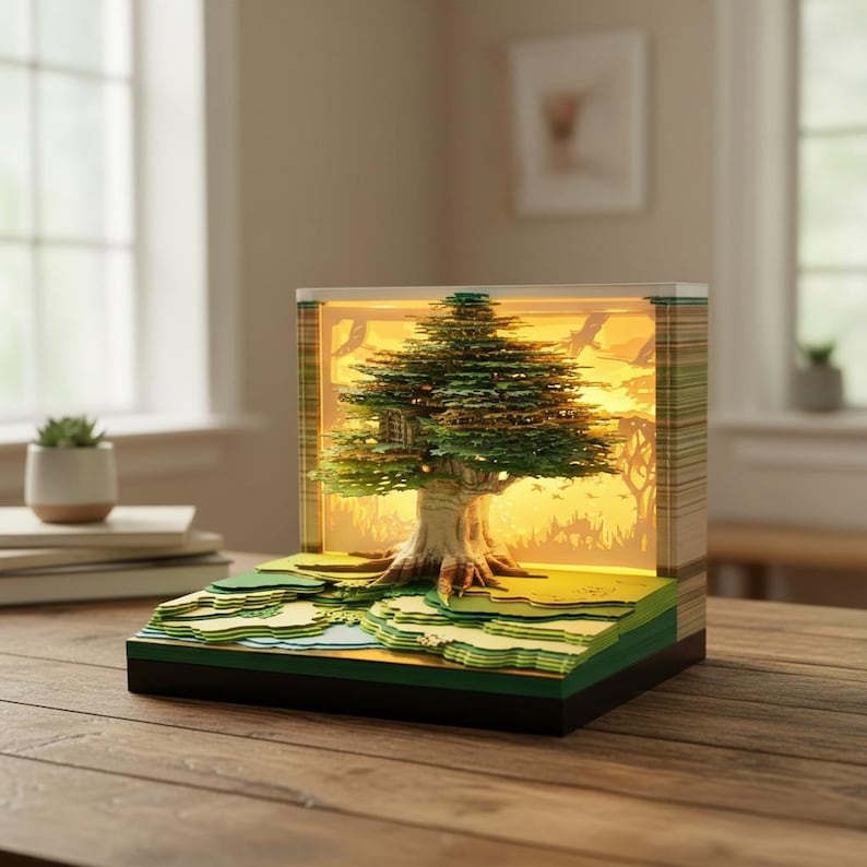 Paper Model, Large Magical Library Kit With Enchanted Tree for Cozy ...