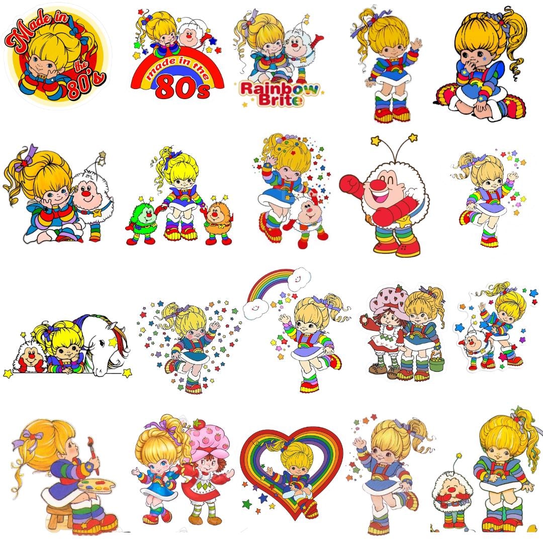 80s Cartoon PNG Bundle | Retro Rainbow Characters Clipart (instant ...