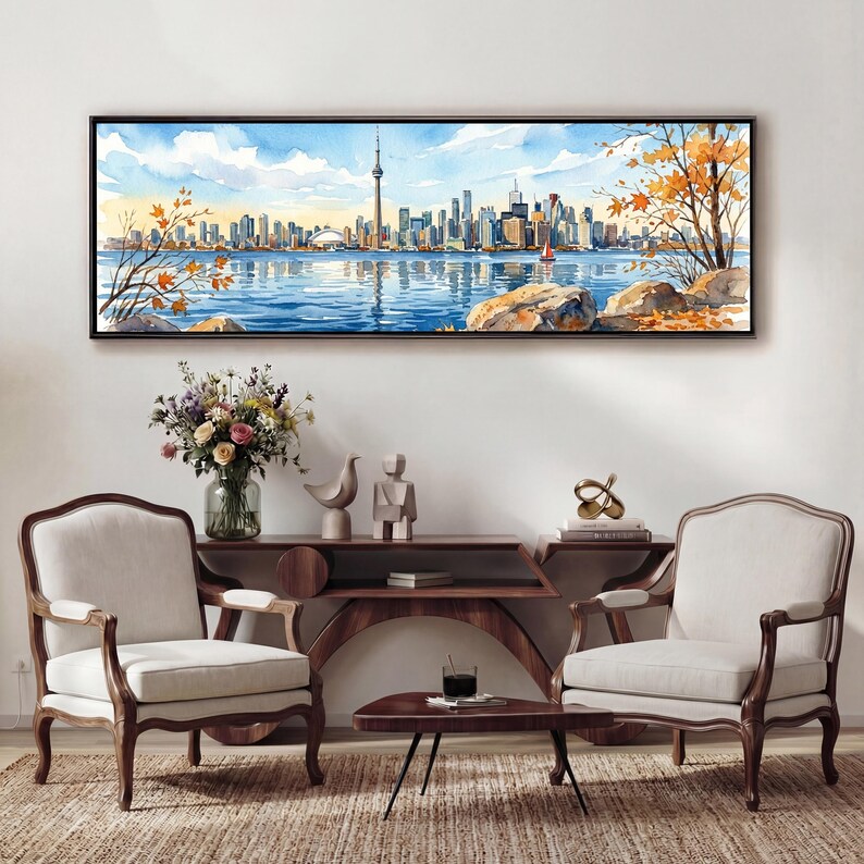 CN Tower Wall Art Canvas Toronto Skyline Art Extra Long Panoramic ...