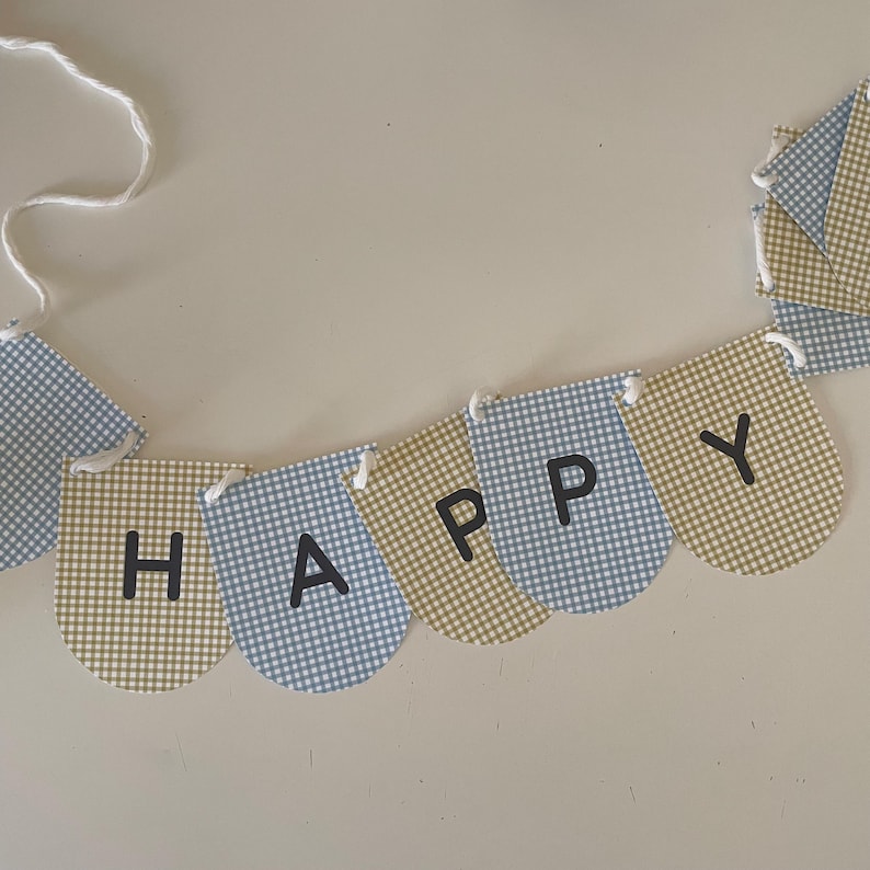 PRINTABLE Summer Gingham Bunting, Happy Birthday Garland, Picnic ...