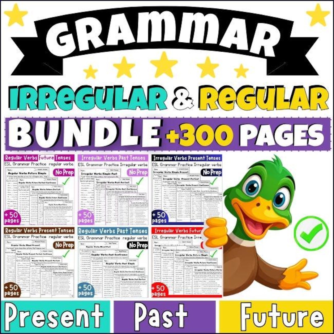 ESL Verb Tenses Worksheets Bundle 300+ Pages | Regular & Irregular ...
