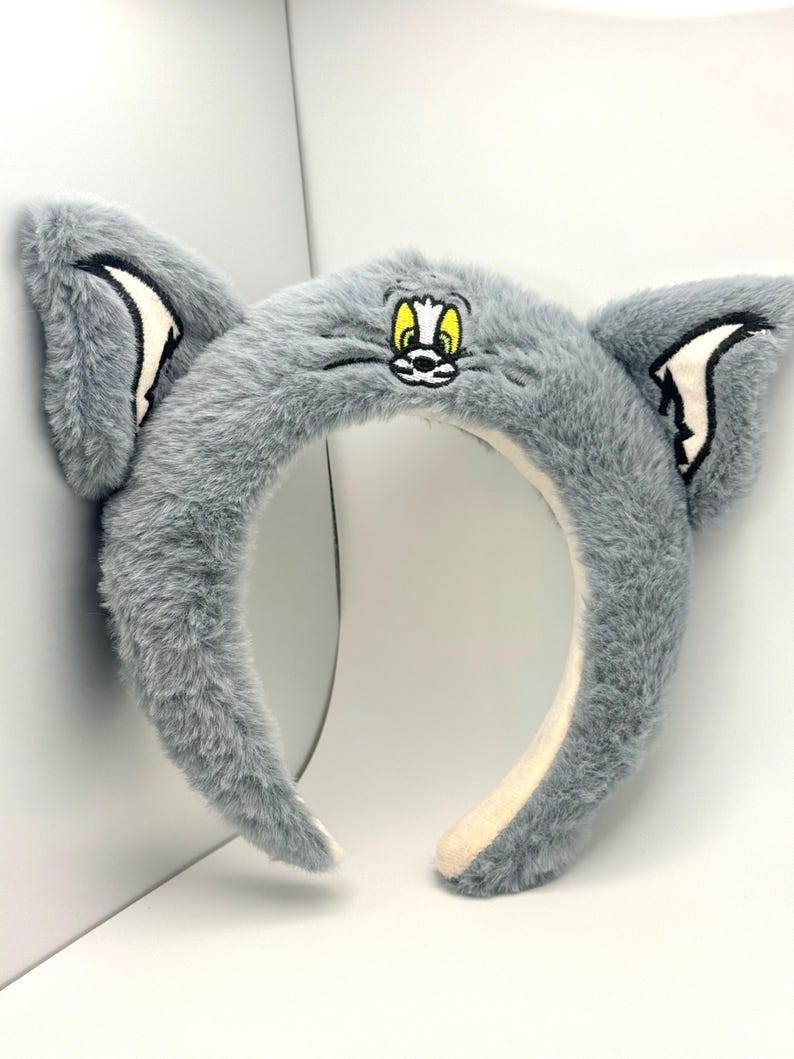 Gray Wolf Ears Plush Animal Headband, Kawaii Skincare Face Wash Hair ...