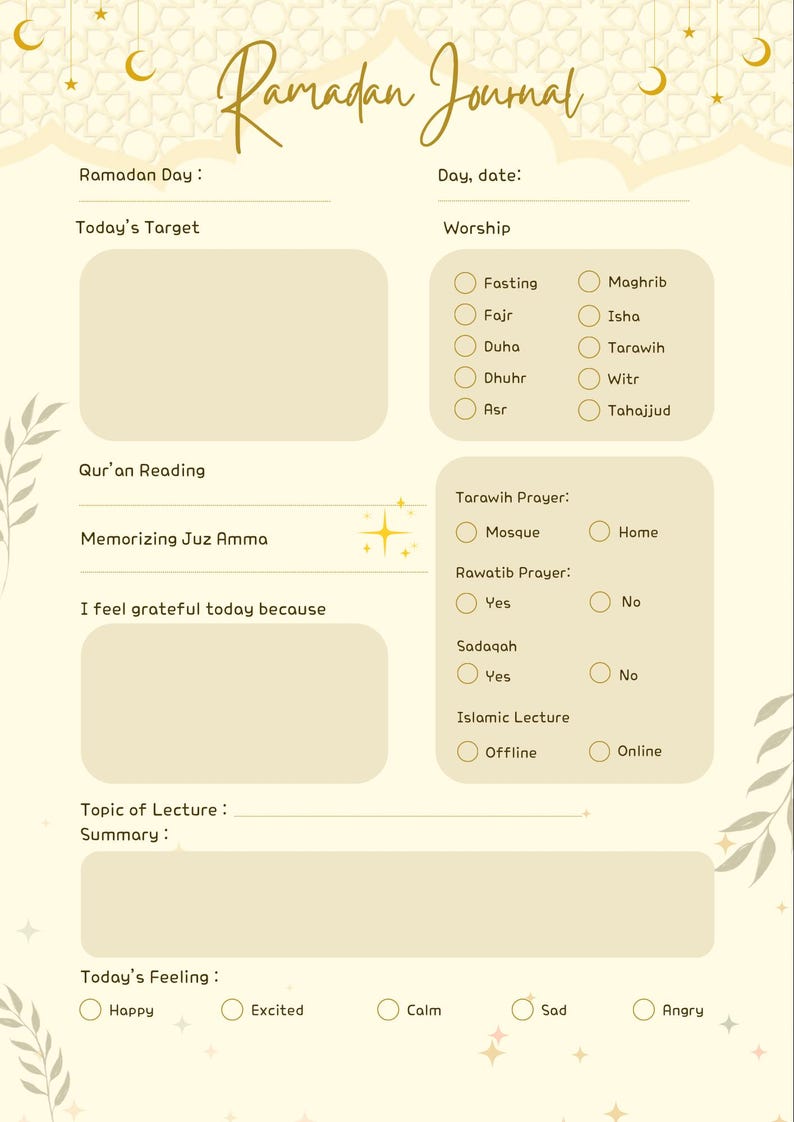 Ramadan Journal Printable | Daily Islamic Planner | Ramadan Tracker ...