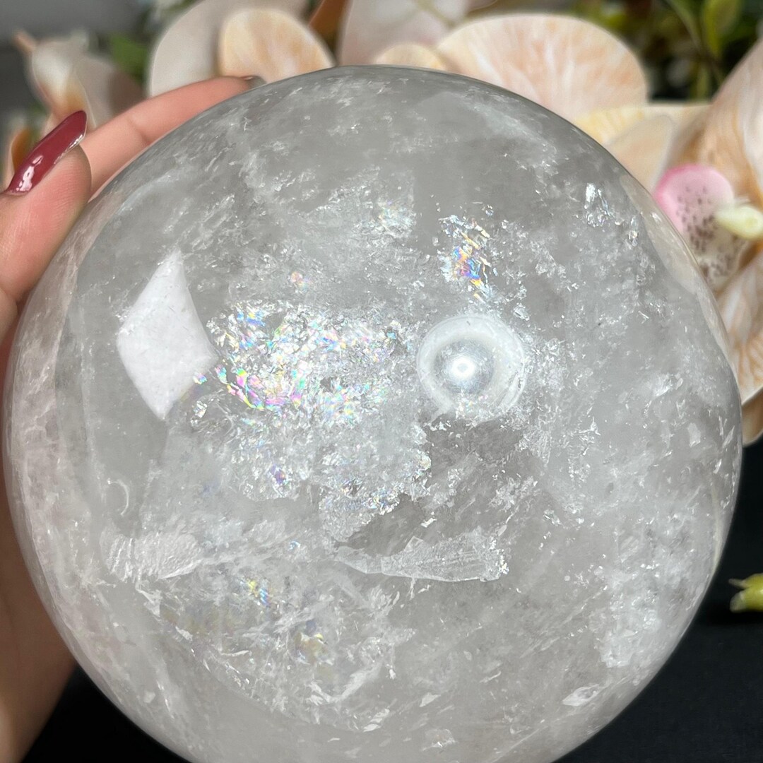 6.9lb Extra Large Satyaloka Crystal Quartz Stone Sphere Ball Orb 130MM ...