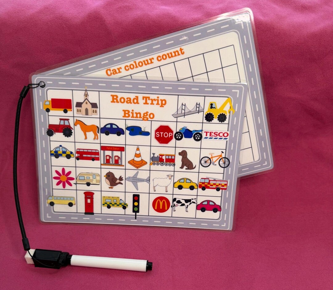 Road Trip Activity Cards Reusable Busy Book Card Bingo Learning ...