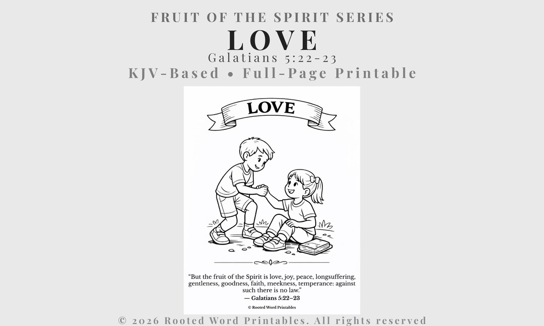 Love Coloring Page – Fruits of the Spirit Printable (KJV) Christian ...